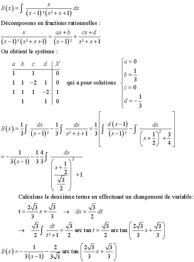 Solution d'exercice 9 d'intégrales et de primitives